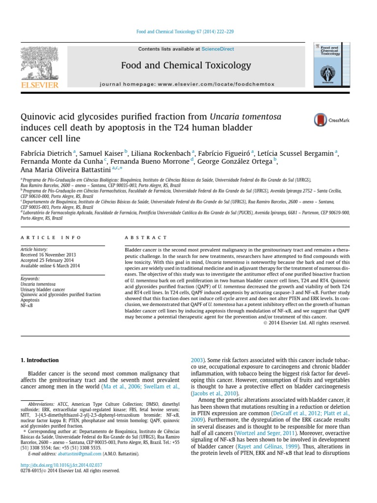 Quinovic Acid Glycosides Purified Fraction From | PDF | Apoptosis ...
