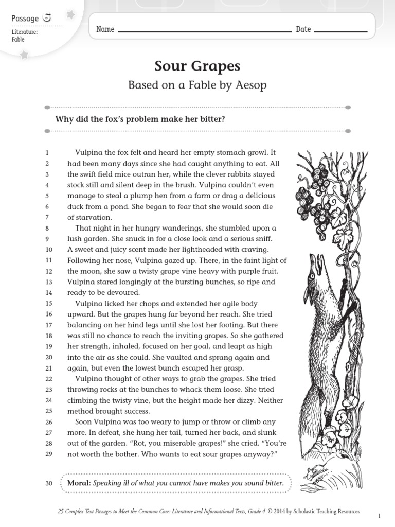 Sour Grapes: Based On A Fable by Aesop | PDF | Fable