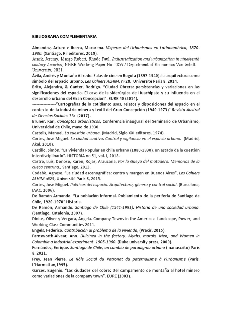 Bibliografia Complementaria | PDF | America latina | Chile