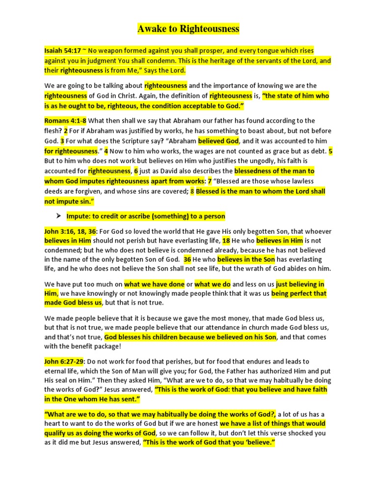 Awake To Righteousness | PDF | Eternal Life (Christianity) | Last Judgment