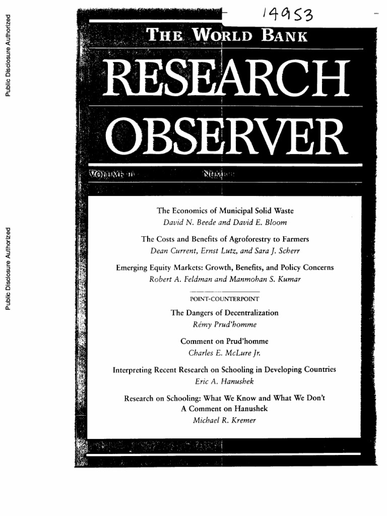 World Bank Research Observer Insights | PDF | Municipal Solid Waste ...