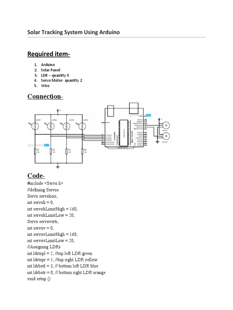 Required Item-: Solar Tracking System Using Arduino | PDF