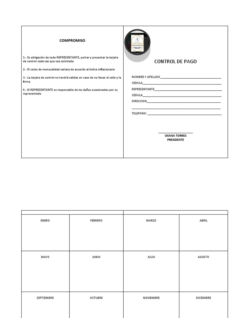 Tarjeta de Control de Pagos Escolares | PDF
