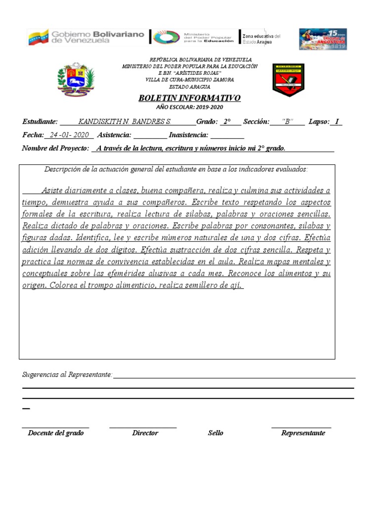 Boletas de 2° Grado | PDF | Venezuela | Sustracción