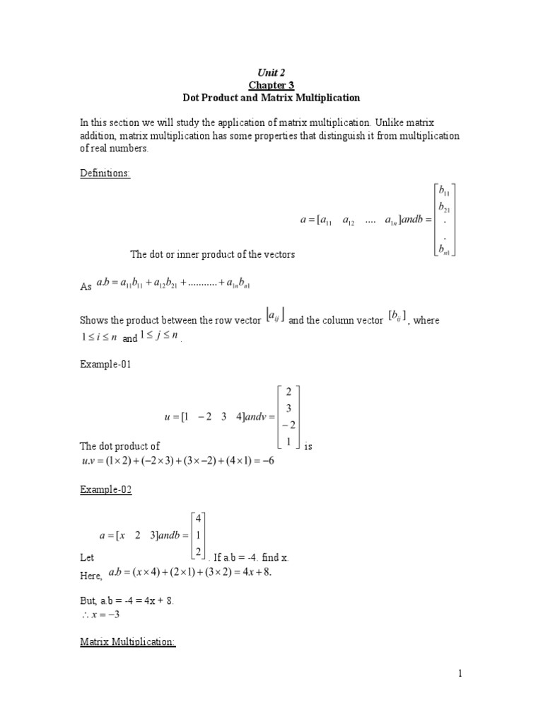 Unit 2 Chapter 3matrix Multiplication | Descargar gratis PDF | Matrix ... Unit 2 Chapter 3matrix Multiplication | Descargar gratis PDF | Matrix ...