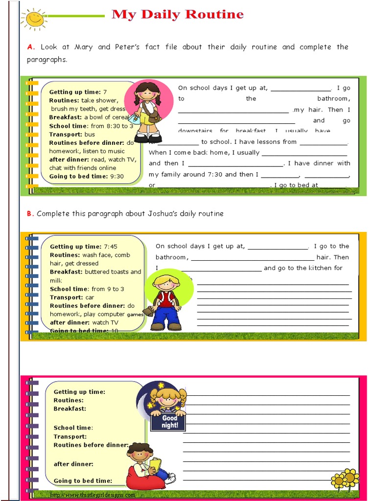 Writing Activity. My Daily Routine | PDF