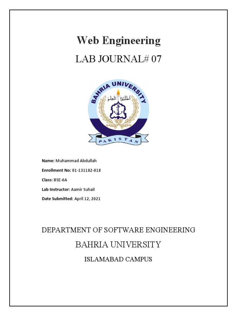 Web Engineering: Lab Journal# 07 | PDF | Computer File Formats | World Wide Web Consortium Standards