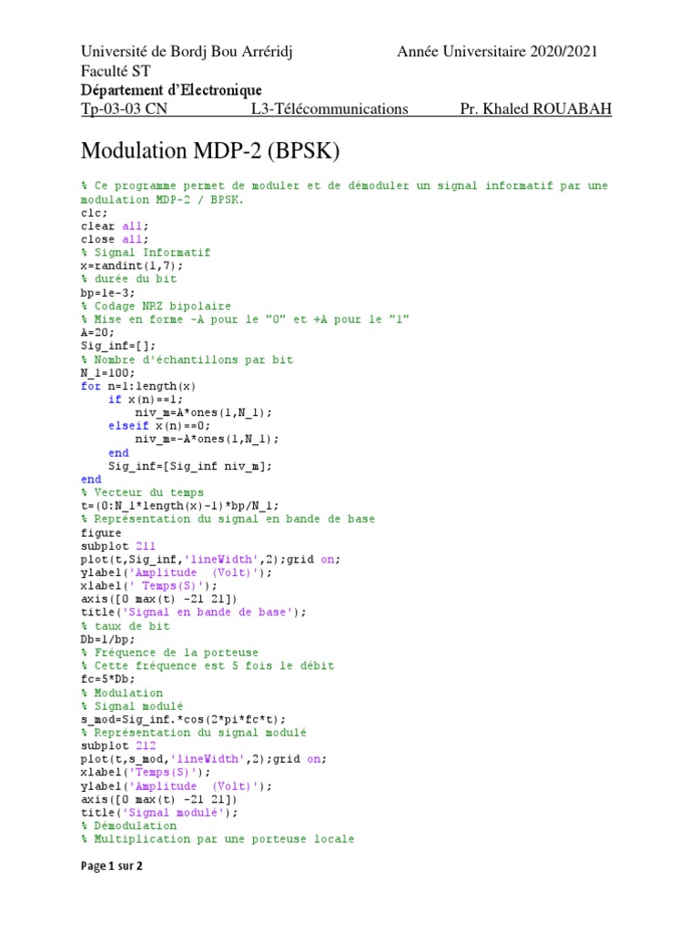 TP 3 3 CN 2021 | PDF | Modulation | Radio