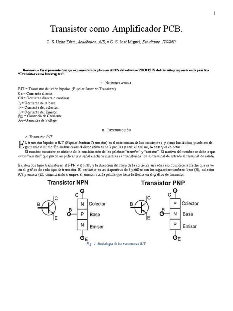 Transistor Como Interruptor PCB | PDF | Transistor de unión bipolar | Transistor