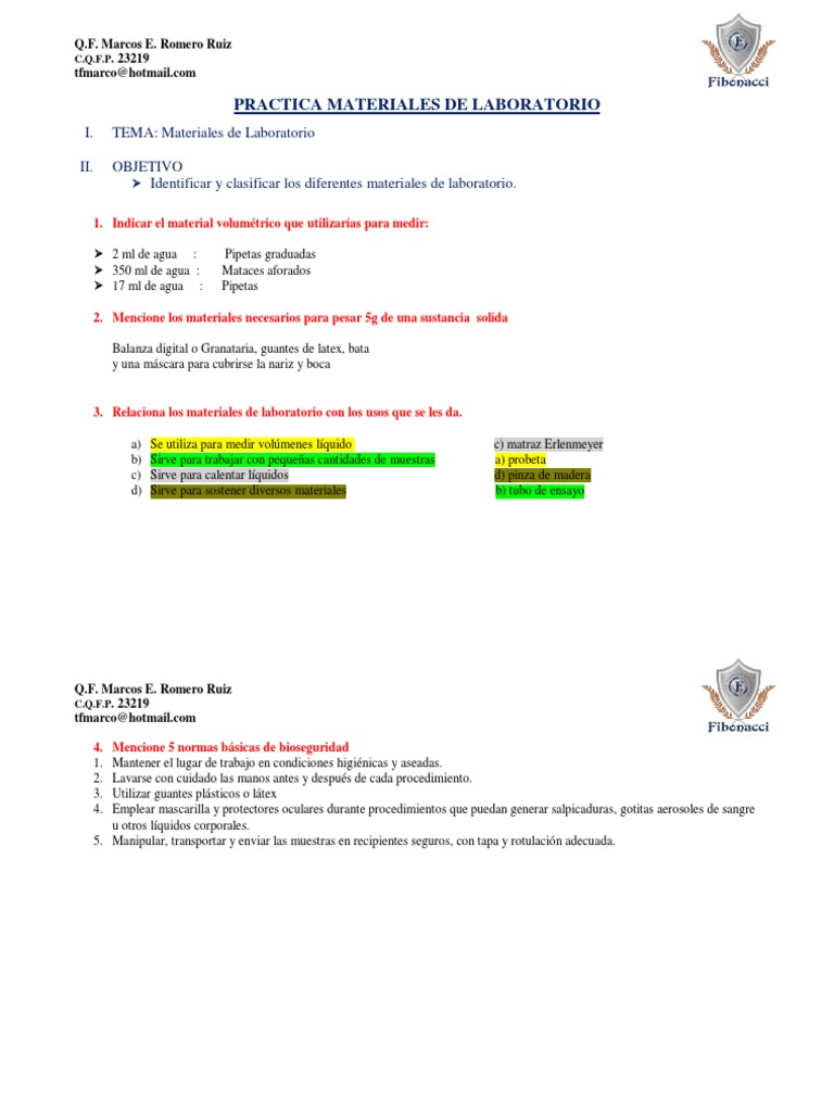 Practica Materiales de Laboratorio | PDF | Laboratorios | Naturaleza