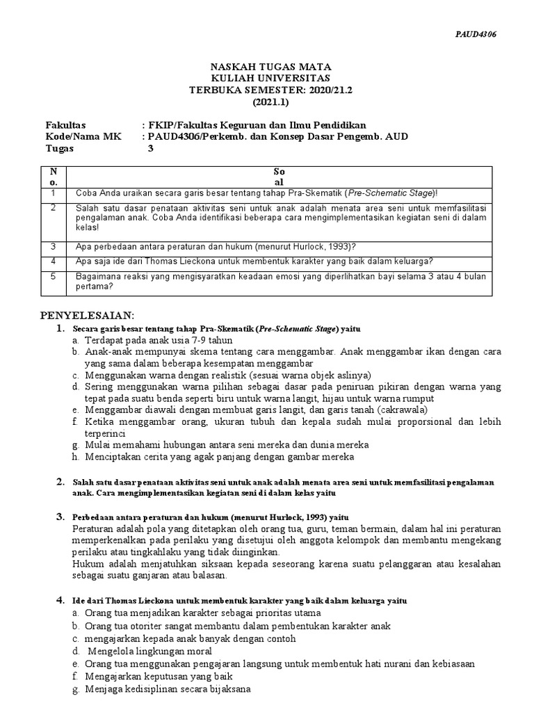 Konsep Dasar Perkembangan AUD | PDF