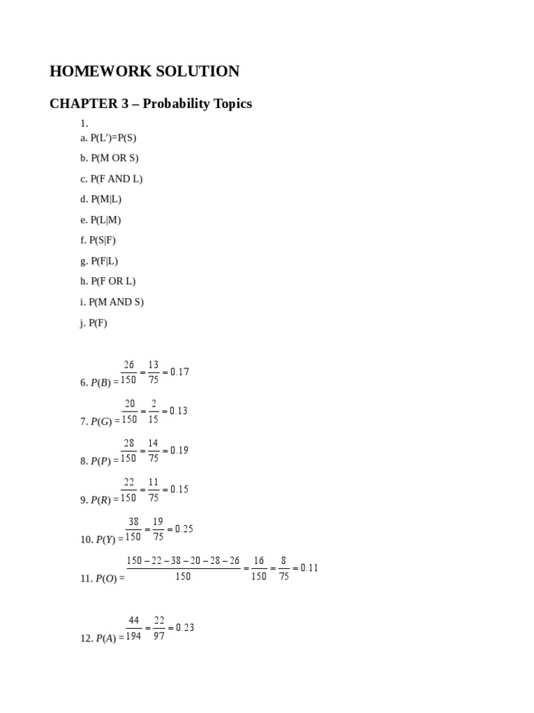 Homework Solution: CHAPTER 3 - Probability Topics | PDF | Same Sex Marriage | Lgbt Rights