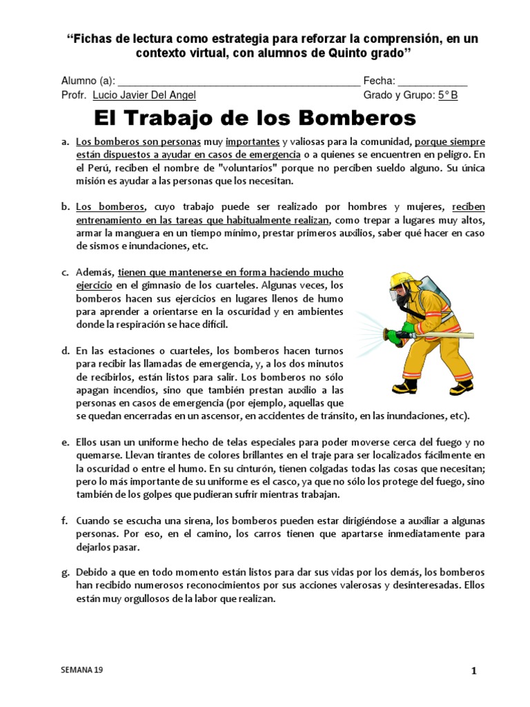 Funciones de los Bomberos para Niños | PDF | Bombero
