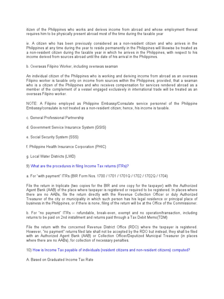 What Are The Procedures in Filing Income Tax Returns (Itrs) ? | PDF ...