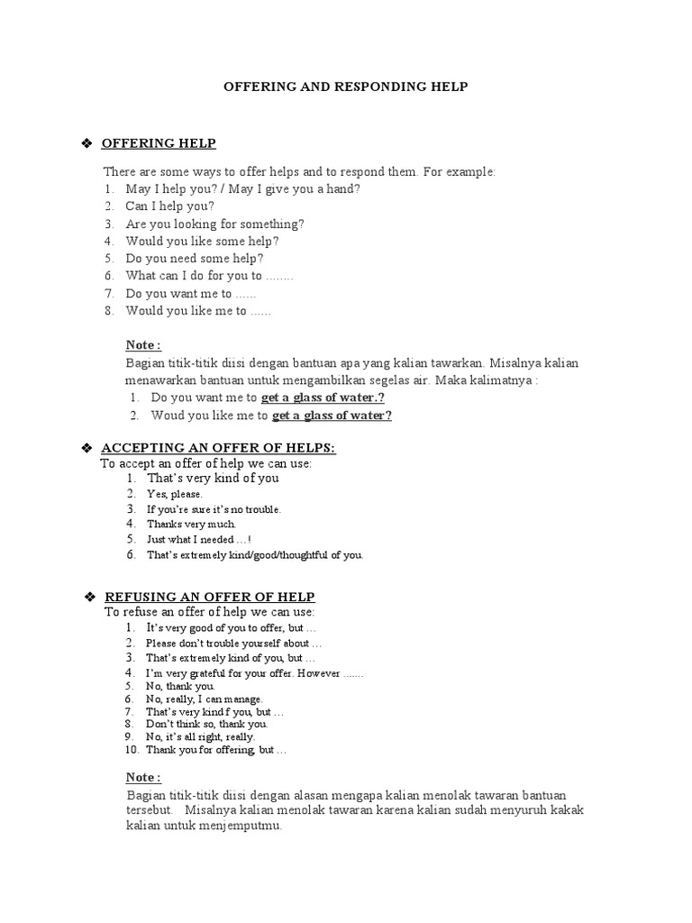 Offering and Responding Help | PDF