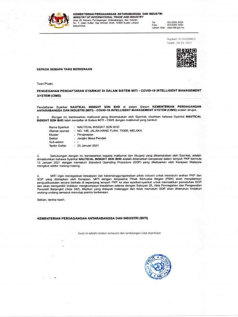 Surat Pengesahan Miti W Police Chop | PDF