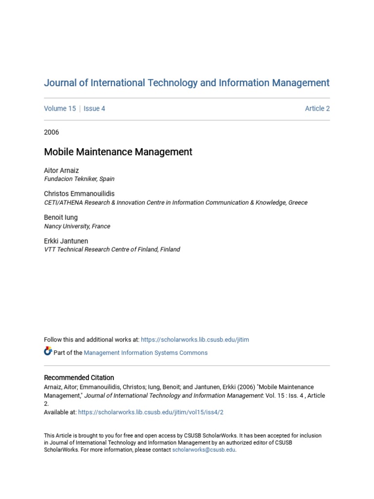 Mobile Maintenance Management | PDF | Personal Digital Assistant | Wireless