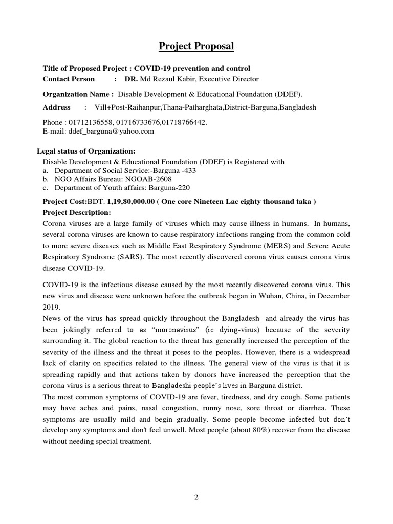 Project Proposal On Corona Virus-20-SEEP-usa | PDF | Audit | Poverty