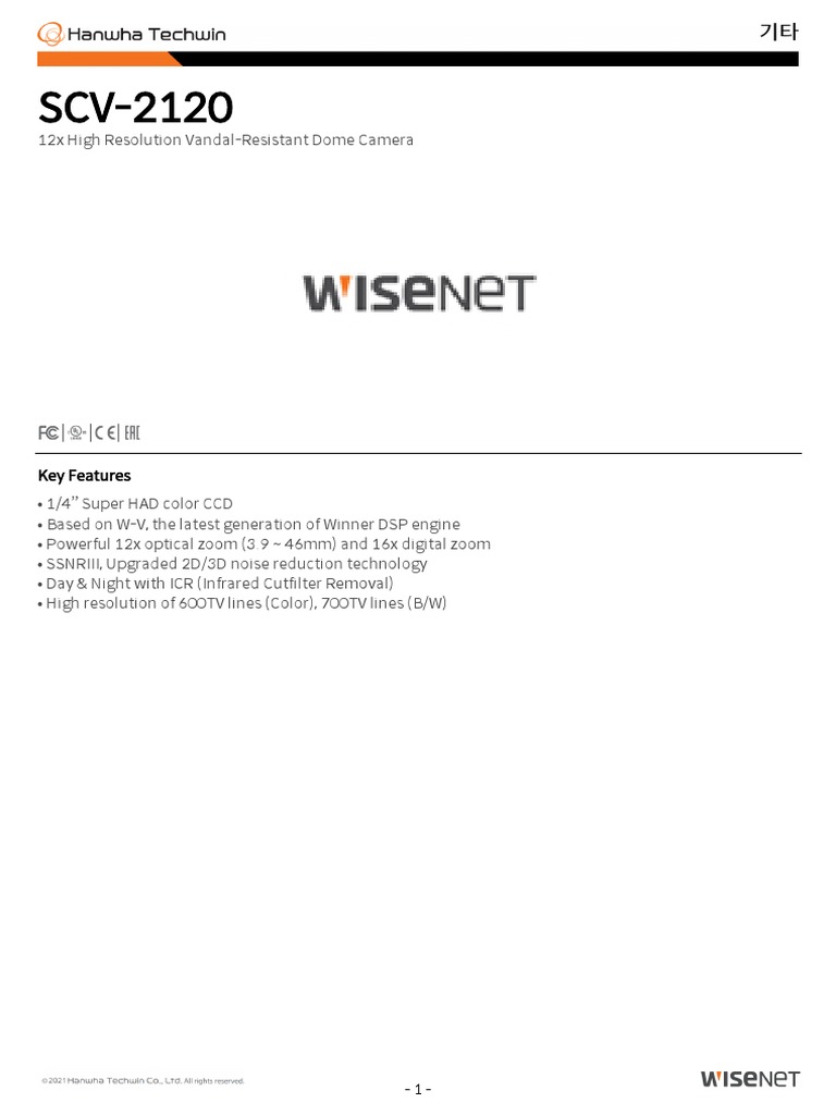 DataSheet SCV-2120 EN | PDF | Zoom Lens | Charge Coupled Device