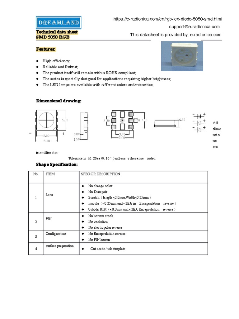RGB LED Diode Technical Data Sheet | PDF | Soldering | Printed Circuit ...