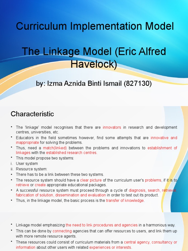 Linkage Model for Curriculum Implementation | PDF