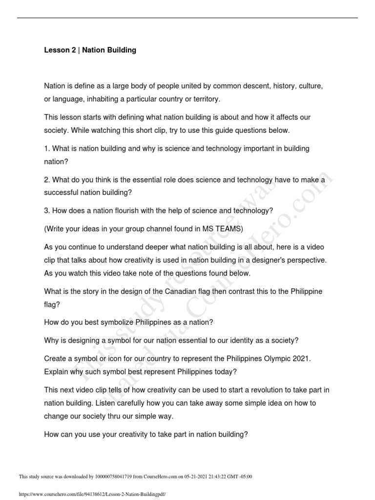 Understanding Nation Building Essentials | PDF | Science | Science ...