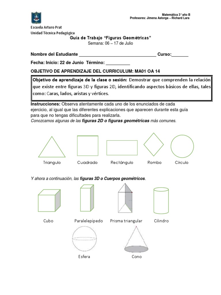 Figuras Geométricas 2D y 3D para 3° Básico | PDF | Triángulo | Rectángulo