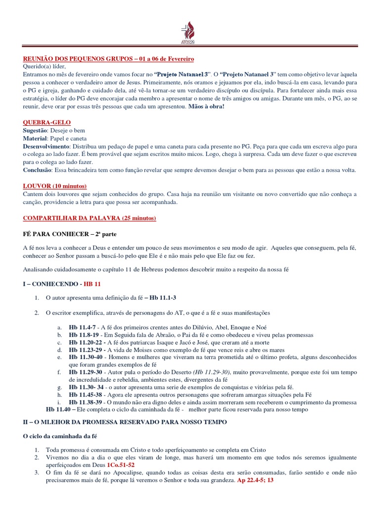 ESTUDO PGS-FÉ PARA CONHECIMENTO 01 Fev A 06 Fev | PDF | Fé | Abraão