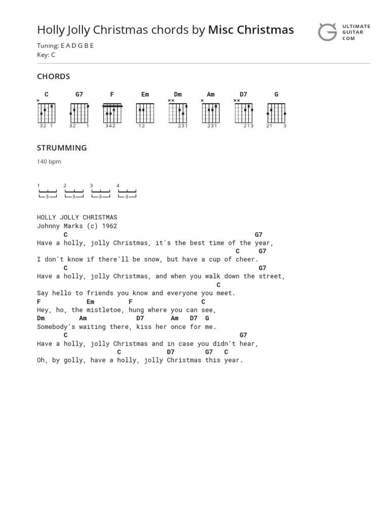 Holly Jolly Christmas Chords (Ver 2) by Misc Christmastabs at Ultimate ...