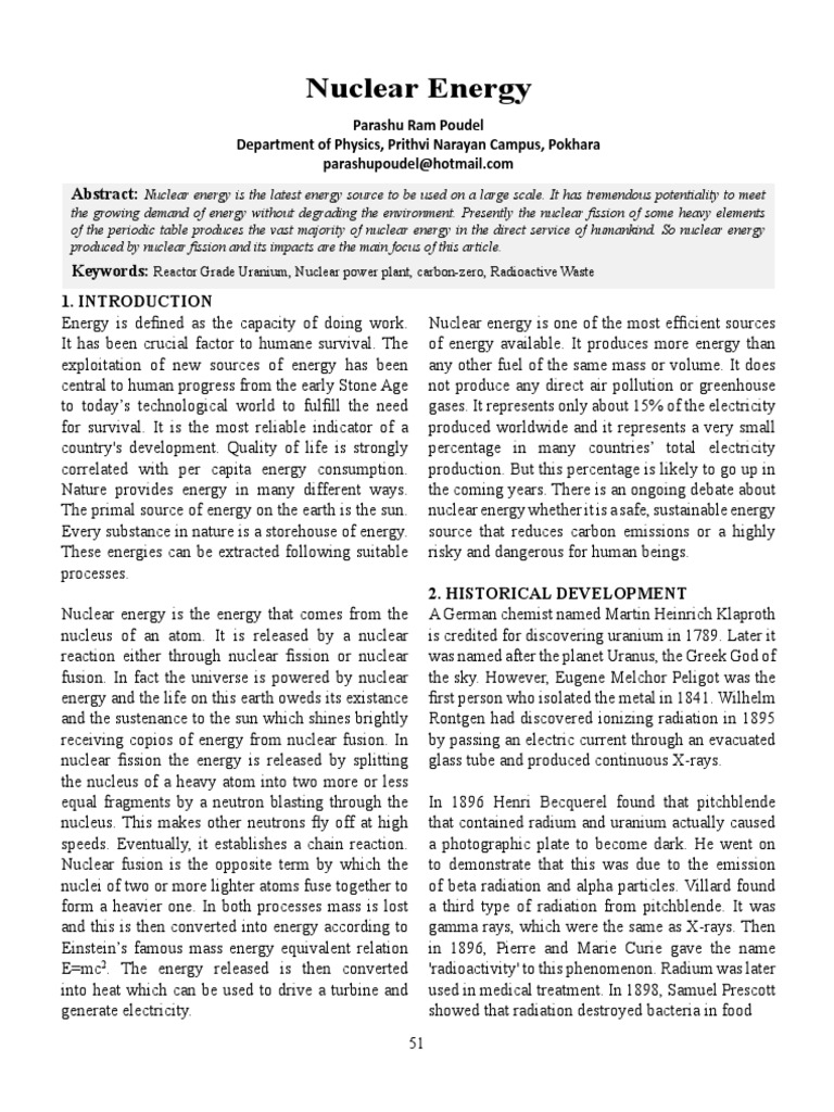 Nuclear Energy: Abstract | PDF | Nuclear Reactor | Nuclear Power