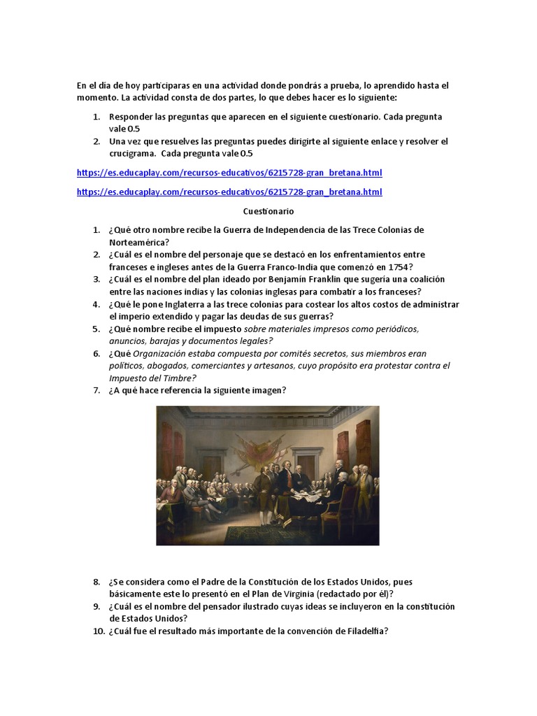 Sopa de Letras Independencia de EEUU | PDF