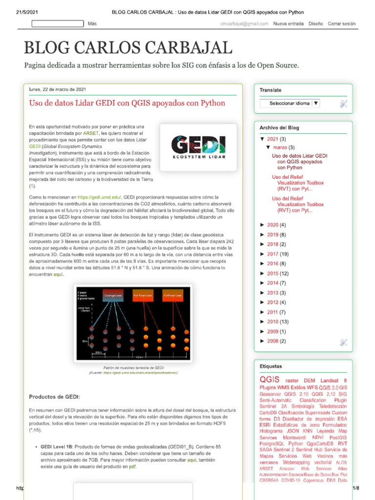 BLOG CARLOS CARBAJAL - Uso de Datos Lidar GEDI Con QGIS Apoyados Con ...