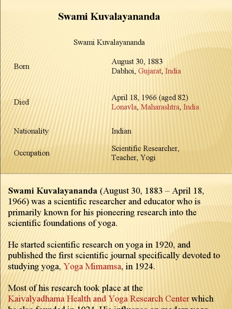 Swami Kuvalayananda | PDF | Mind–Body Interventions | Hindu Prayer And ...