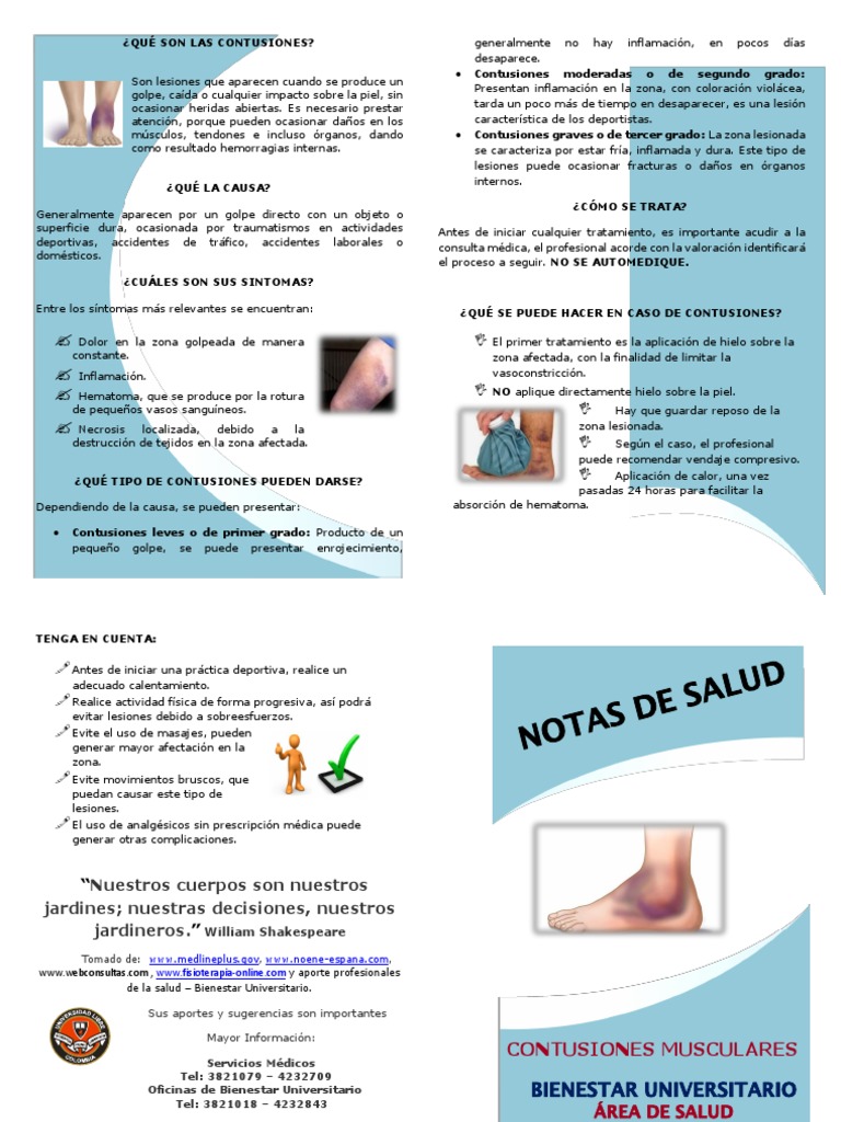Tipos y Tratamiento de Contusiones | PDF | Lesión | Enfermedades y ...