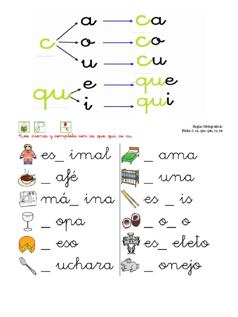 Ficha Ca, Co Cu Que Qui | PDF