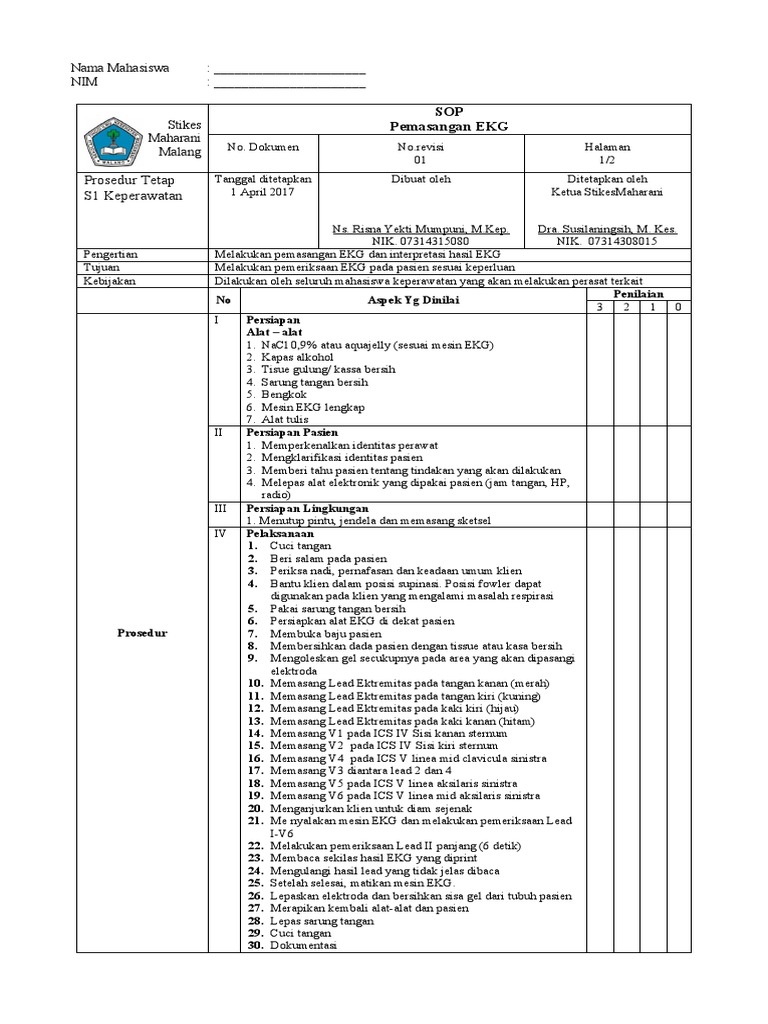 SOP Pemasangan EKG | PDF