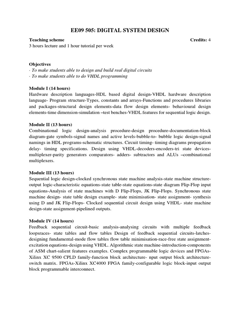 Dsd Syllabus Calicut University Pdf Hardware Description Language Field Programmable 9822