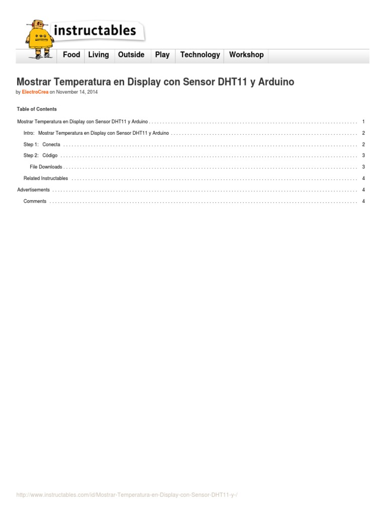 Mostrar Temperatura en Display Con Sensor DHT11 y | PDF | Ingeniería Informática | Ciencias de ...