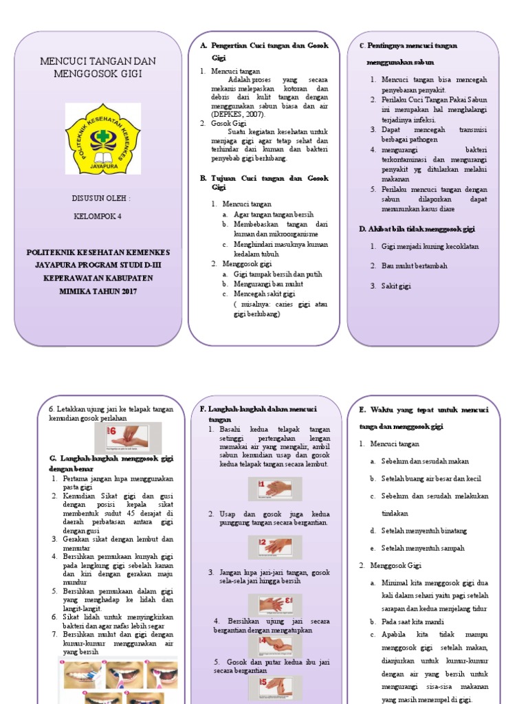 Leaflet Cuci Tangan Dan Gosok Gigi | PDF