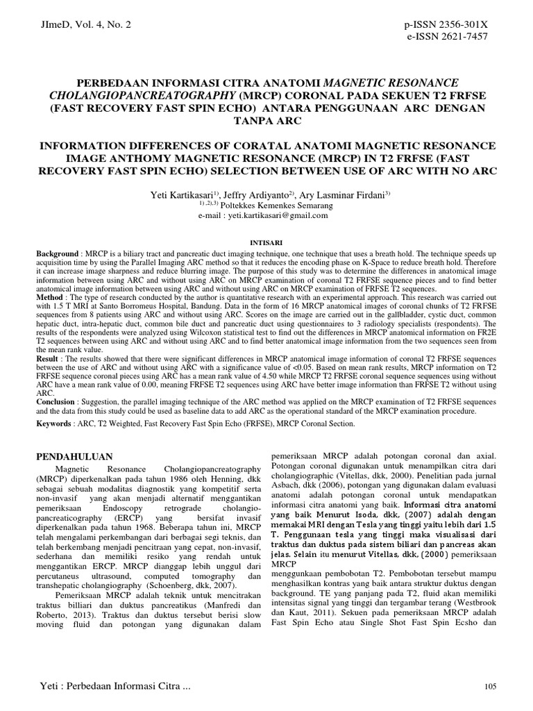 Cholangiopancreatography (MRCP) Coronal Pada Sekuen T2 Frfse | PDF ...