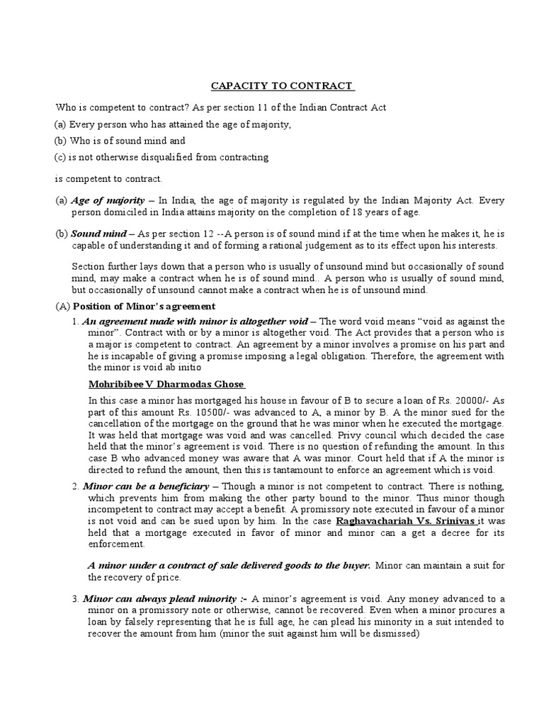 Capacity To Contract | PDF | Business Law | Private Law