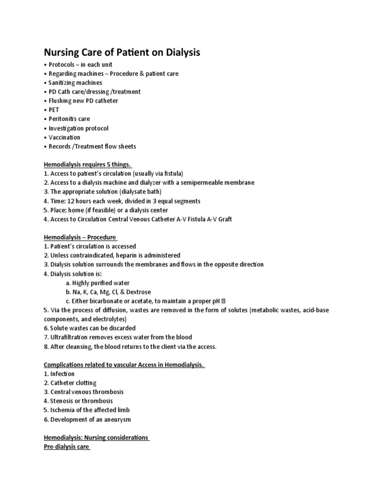 Nursing Care of Patient On Dialysis: Hemodialysis Requires 5 Things ...