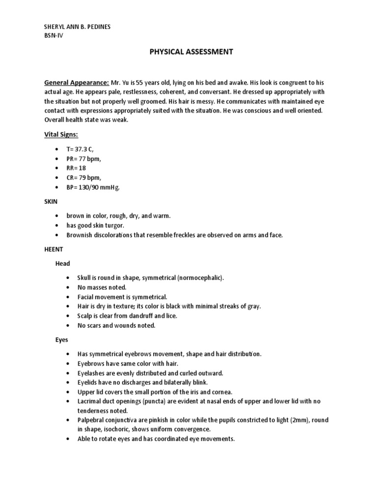 Physical Assessment: General Appearance | PDF | Human Nose | Facial ...