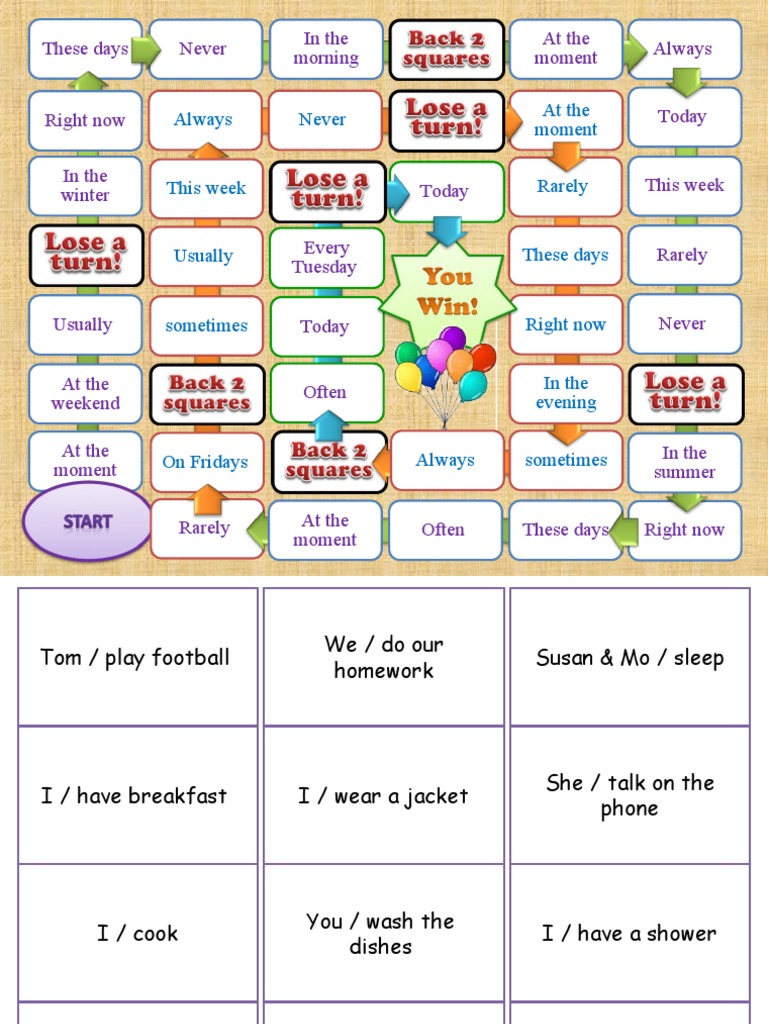 Present Simple Versus Present Continuous Board Game | PDF