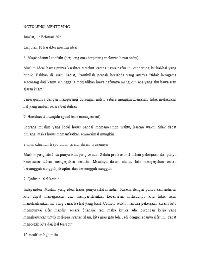 Muwashofat Muslim 6-10 - MENTORING | PDF