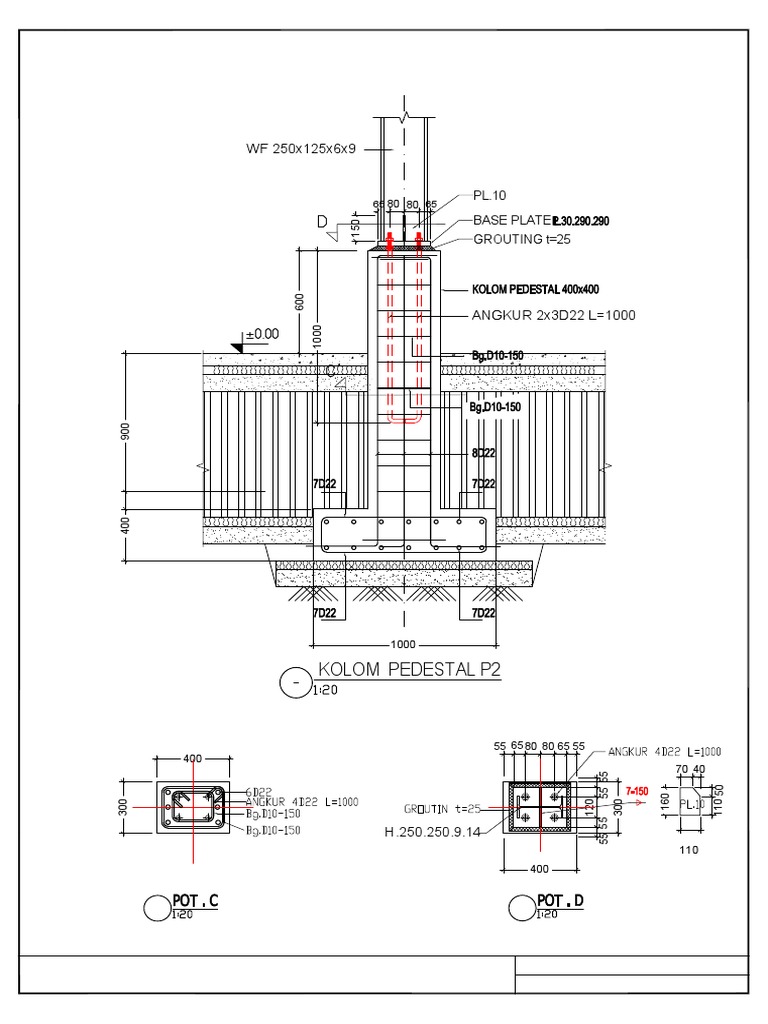 Detail Kolom Pedestal dan Gambar | PDF