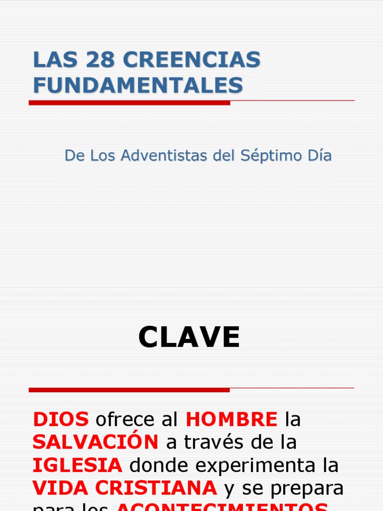 Las 28 Creencias de Los Adventistas Del Séptimo Día | PDF | Cristo (título) | eucaristía