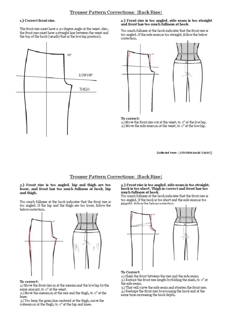 Trouser Pattern Correction Techniques: Adjusting Front Rises, Side ...