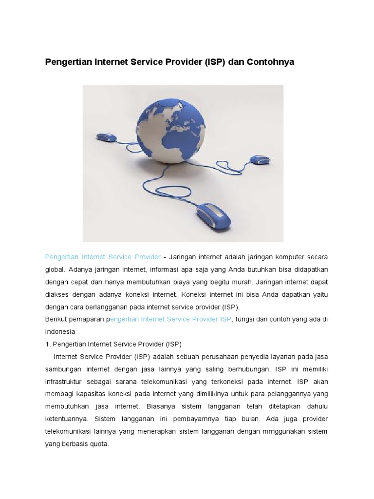 Pengertian Internet Service Provider (ISP) Dan Contohnya | PDF