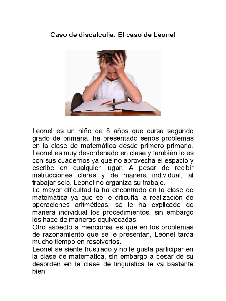 Caso de Discalculia - Leonel | PDF